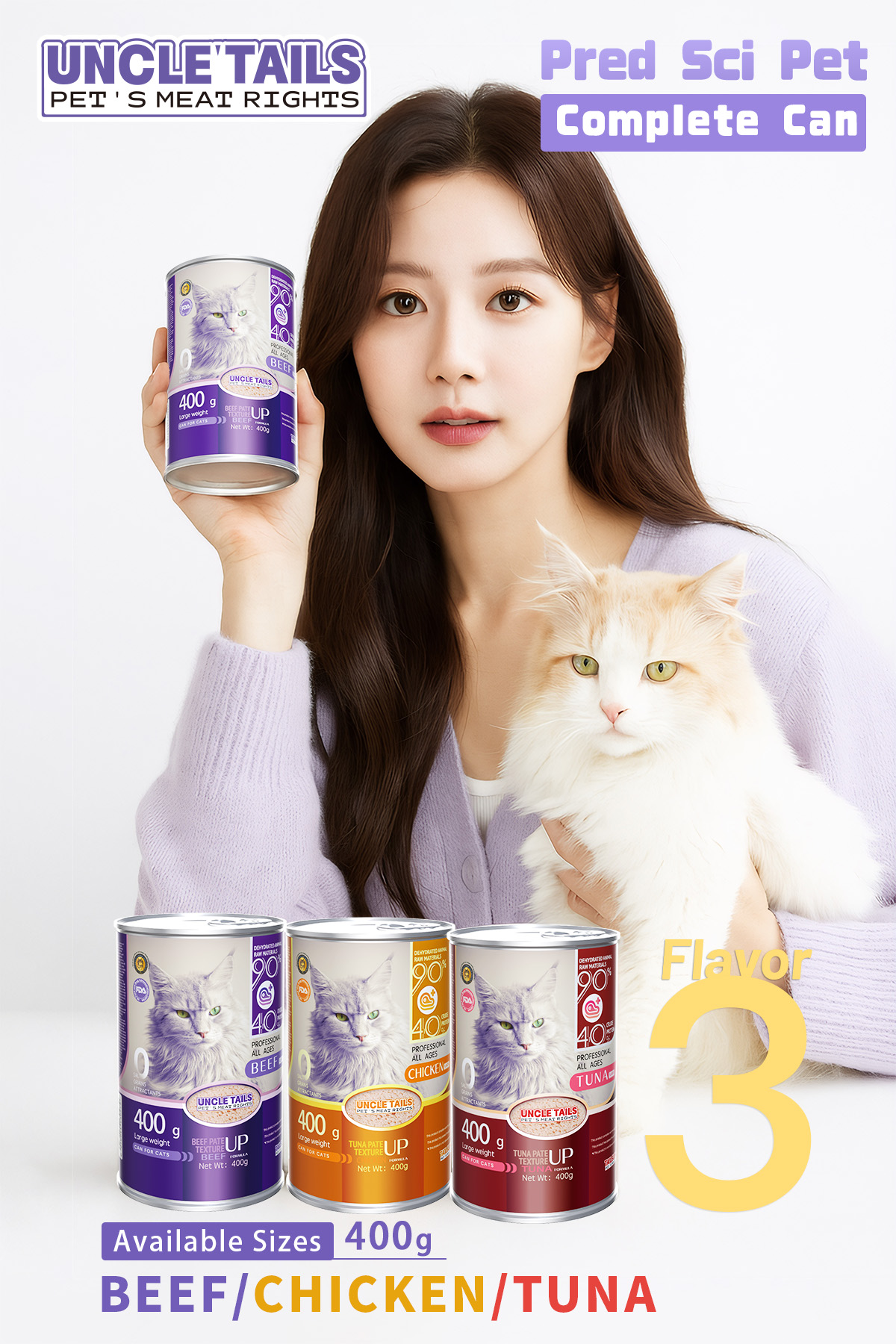 Uncle Tails Makanan Dalam Tin Kucing 400g*1pc Makanan Kucing Basah 3 ...