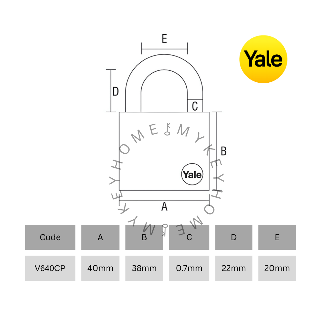 Yale V640CP Heavy Duty Padlock 40mm Weatherproof Anti-Rust | Mangga ...