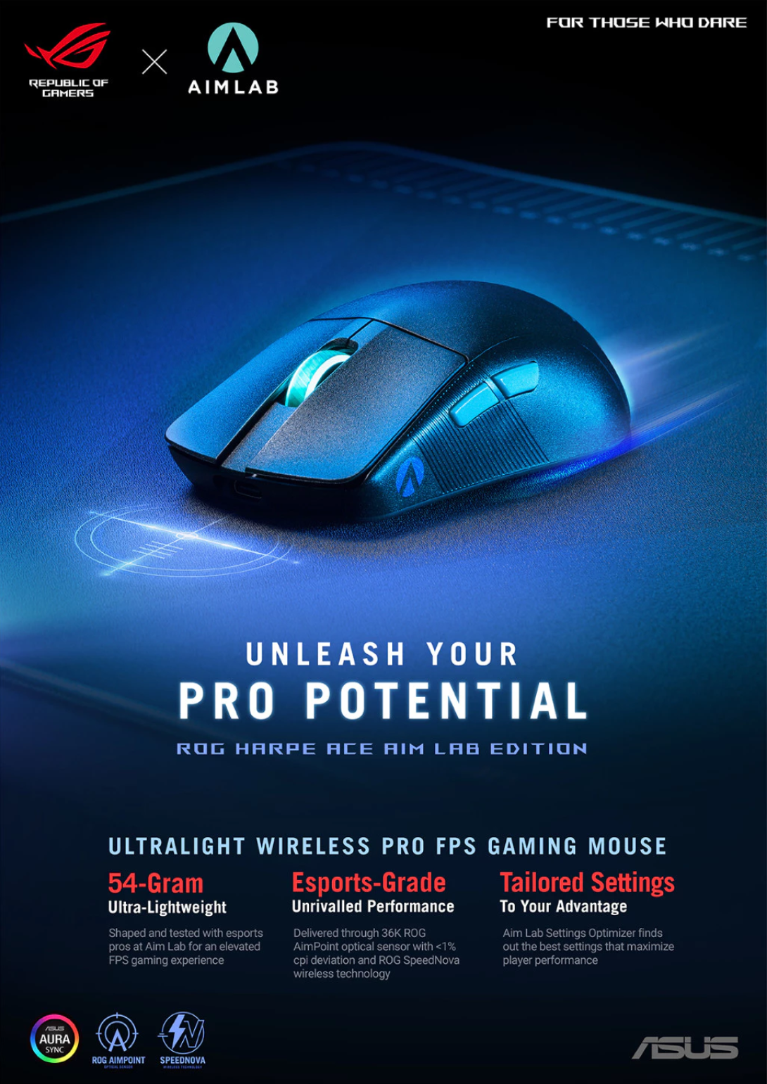 ASUS ROG HARPE ACE AIM LAB EDITION P713 GAMING MOUSE WITH A PRO-TESTED ...