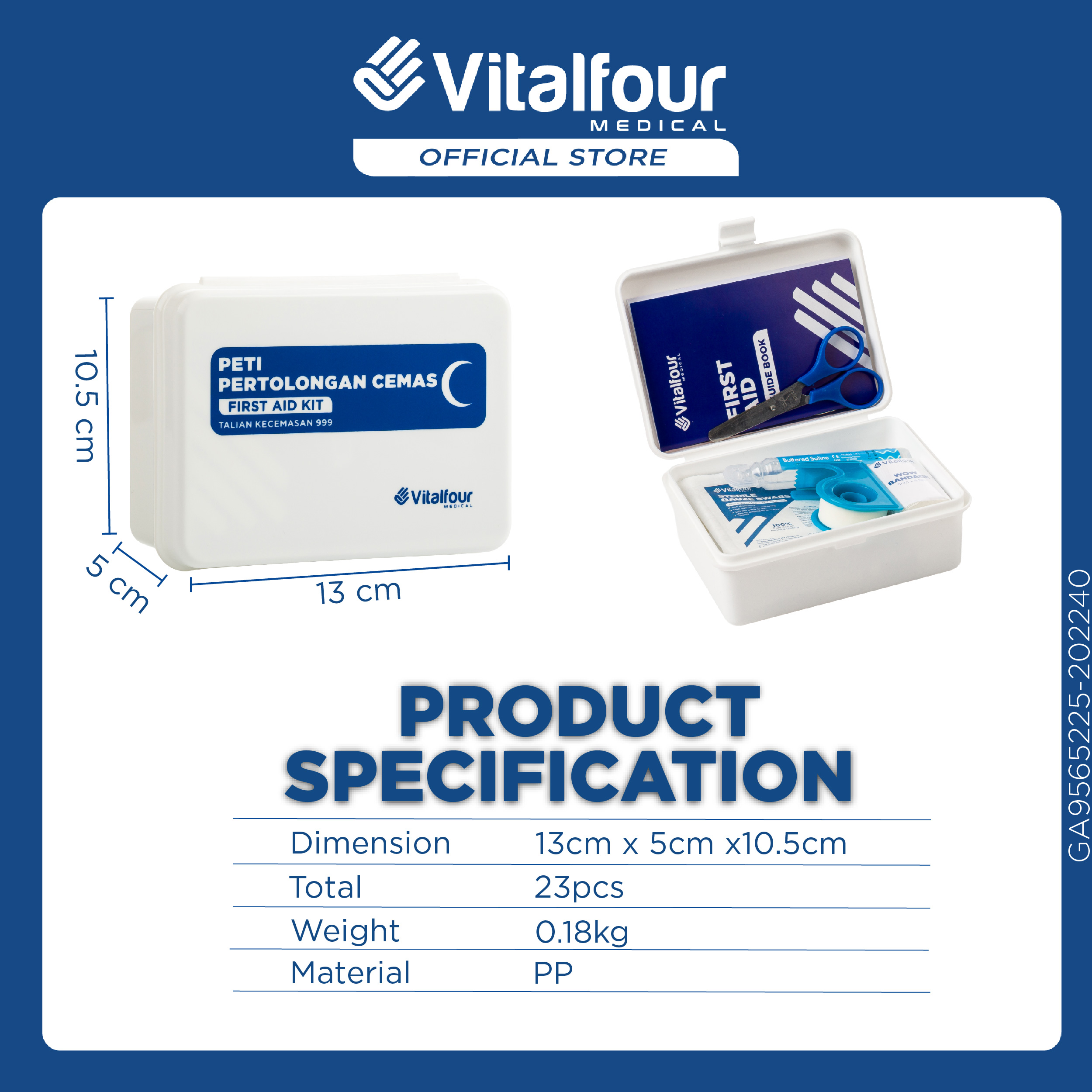 Compact Mini First Aid Kit VitalFour Peti Pertolongan Cemas | Shopee ...