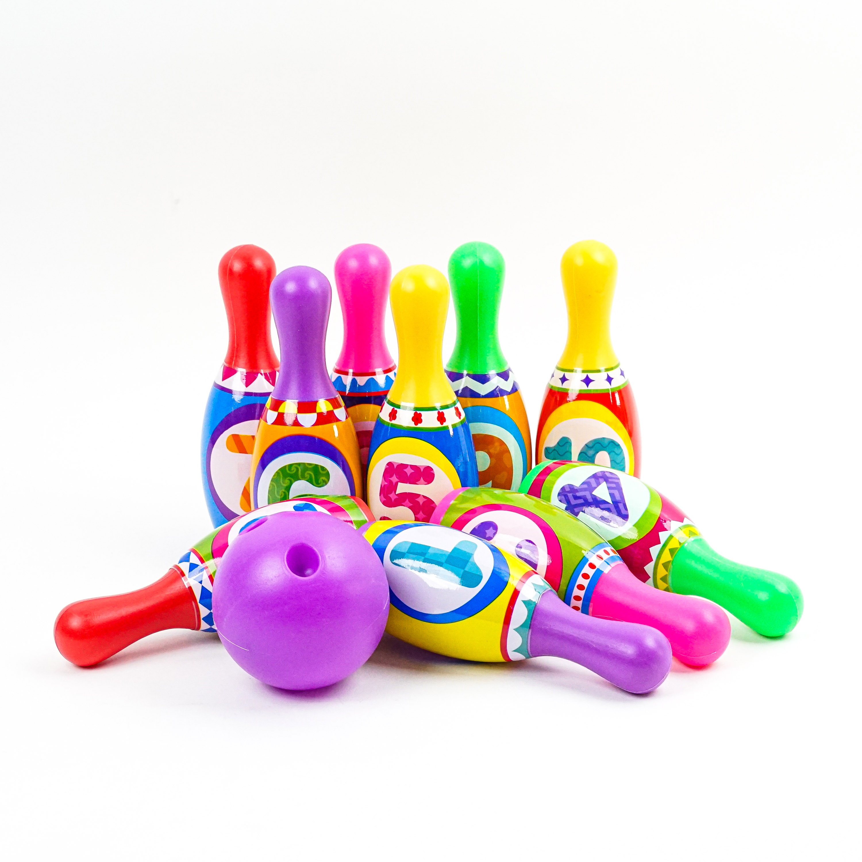 Kids Bowling Games 10-Pin Bowling Toy Set with 2 Balls Indoor & Outdoor ...