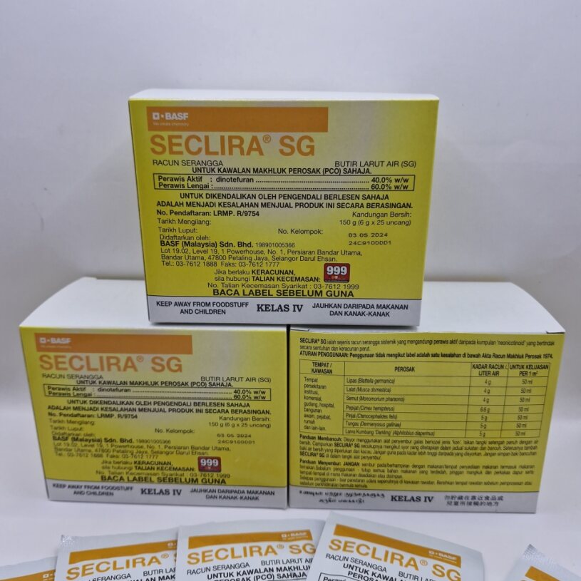 BASF Seclira SG 6g 1 pek sachet Dinotefuran 40% racun pepijat pinjal ...