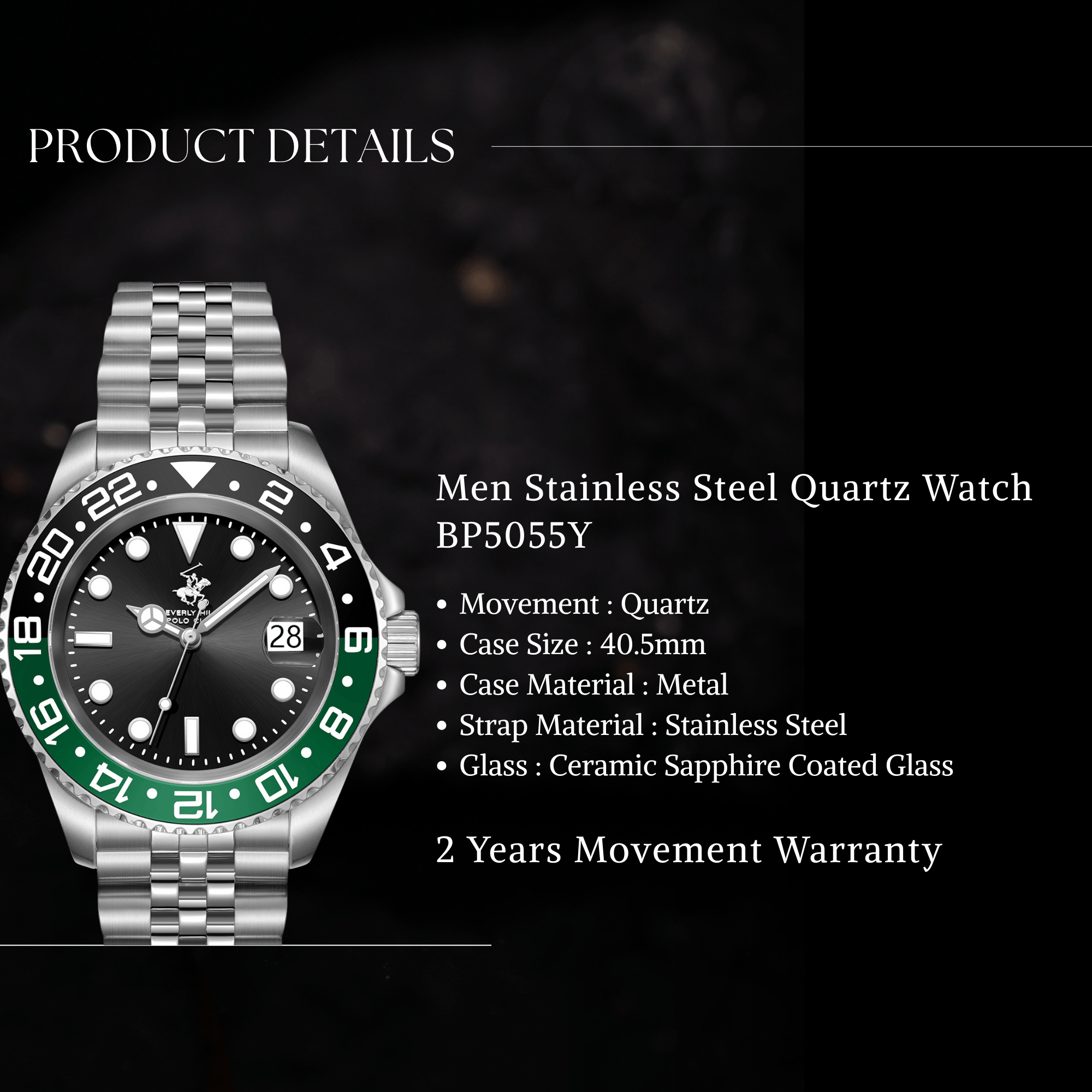 Beverly Hills Polo Club BHPC Jam Tangan Lelaki Men's Stainless Steel ...