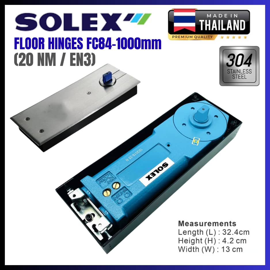 (100% ORIGINAL) SOLEX Hydraulic Floor Spring Hinge FC84-100mm 100kgs 20NM Engsel Lantai Kaca ...