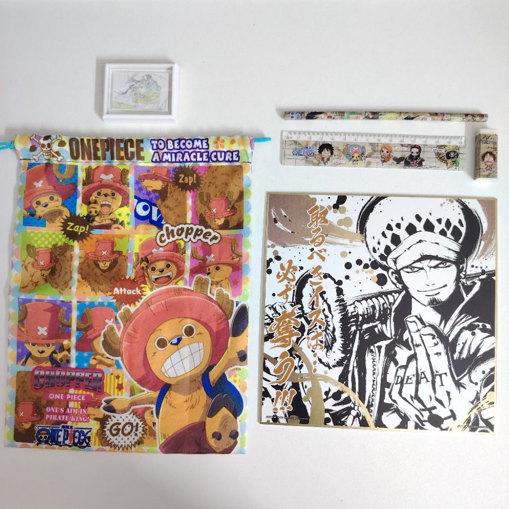 One Piece official merch (4/5) Chopper Law Jinbe stationery shikishi ...