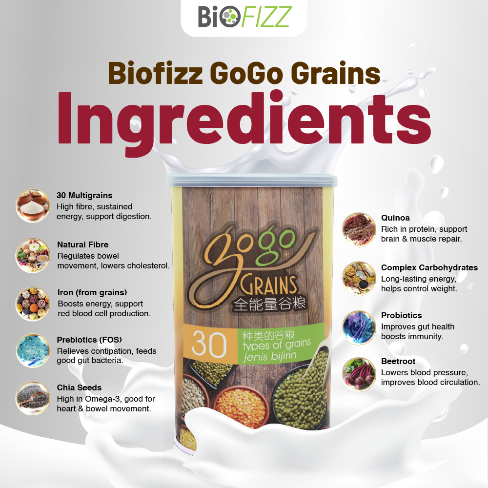 BIOFIZZ Gogo Grains 1kg Meal Replacement 100% Healthy Grain Beverage vs ...