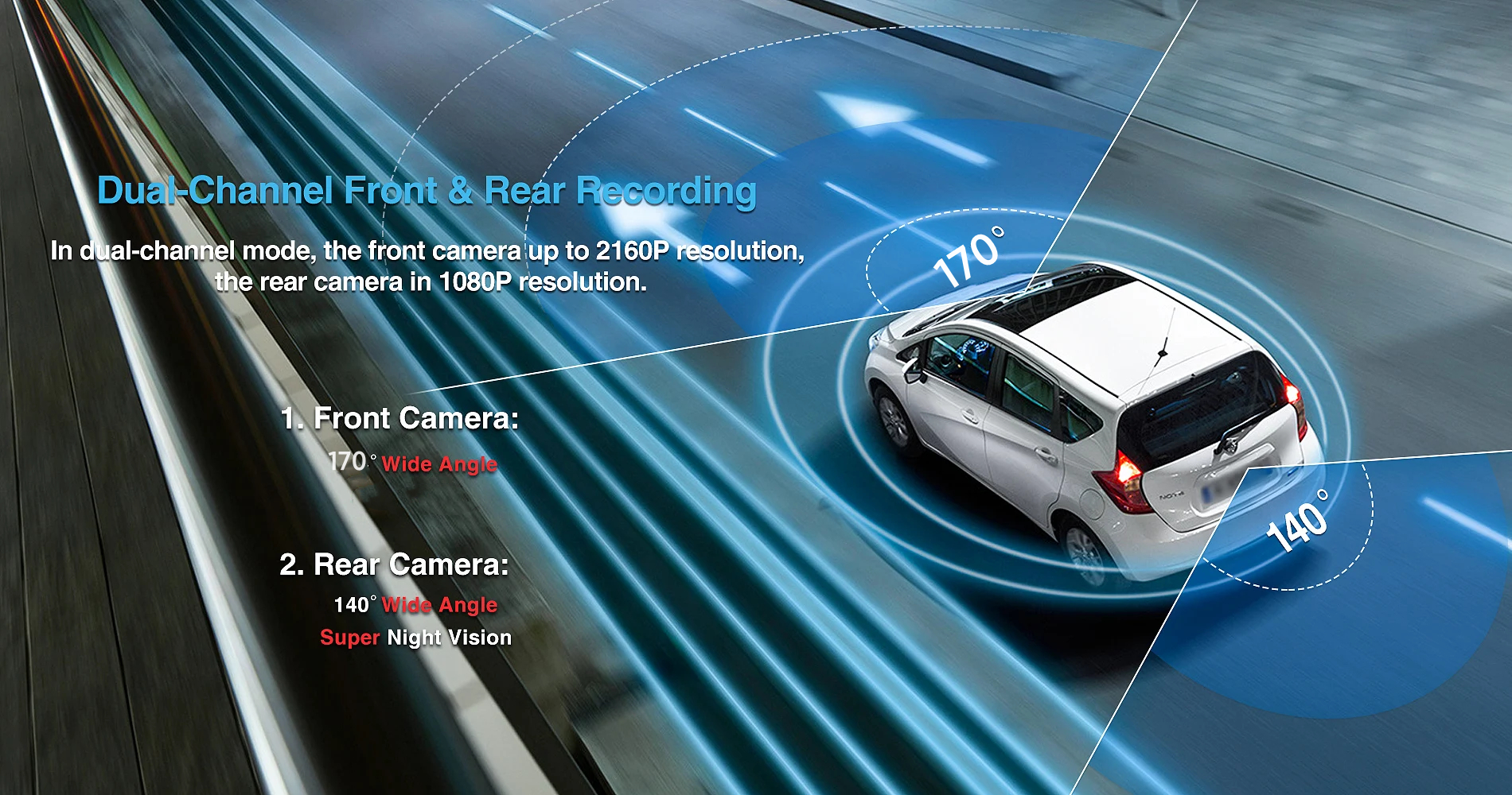 Dash Cam 4K+1080P Ultra HD Front & Rear Camera V22 Car DVR Recorder ...