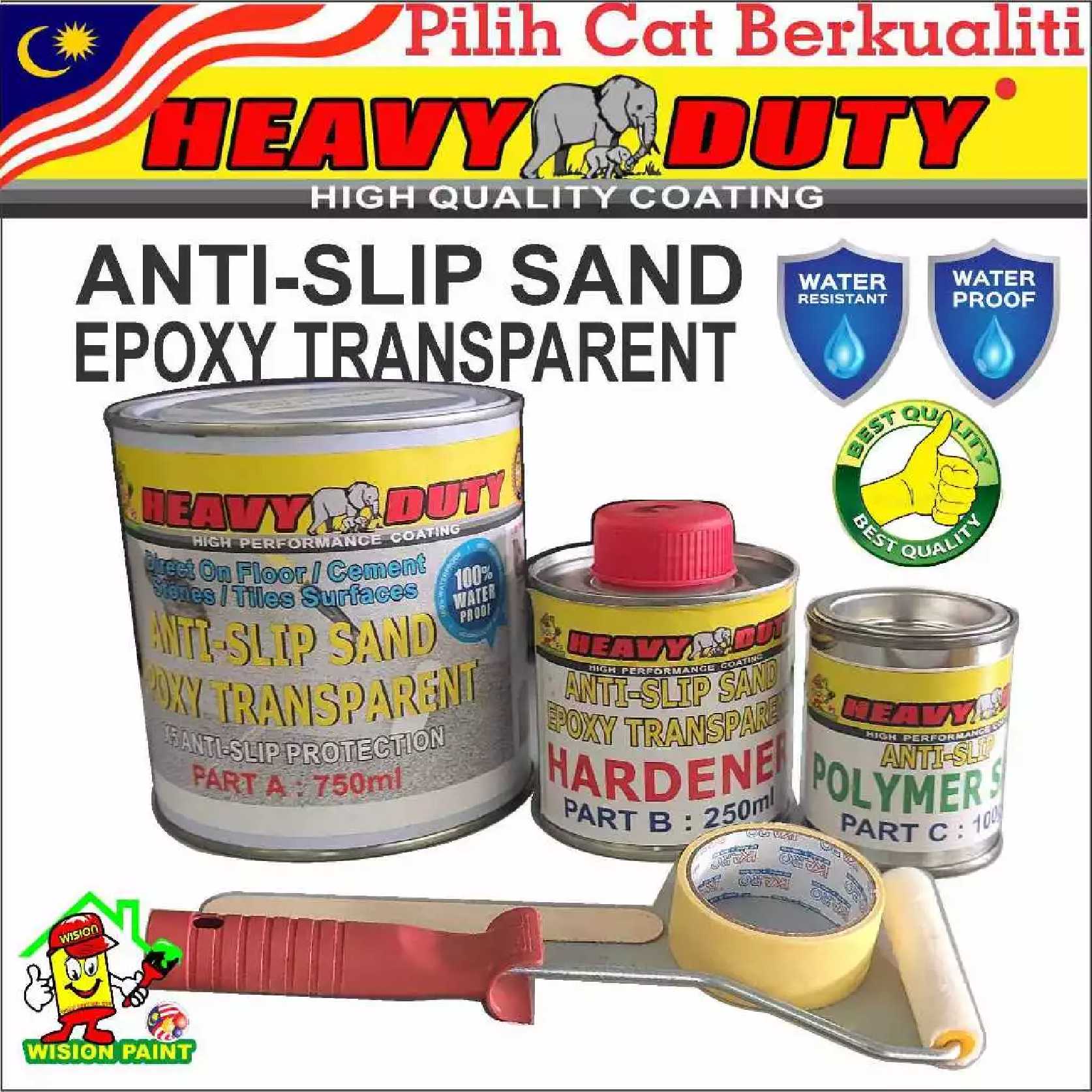 1L ANTI SLIP EPOXY FLOOR PAINT/WATERPROOF HARD SEAL PAINT/CAT LANTAI ...