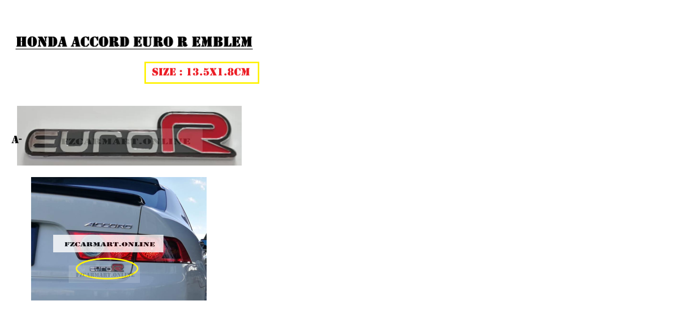 HONDA ACCORD EURO R EMBLEM LOGO - (ABS) | Shopee Malaysia
