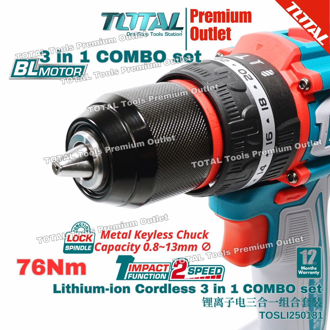 TOTAL Tools 20V 3 in 1 COMBO set BL Cordless circular saw, Impact Drill ...