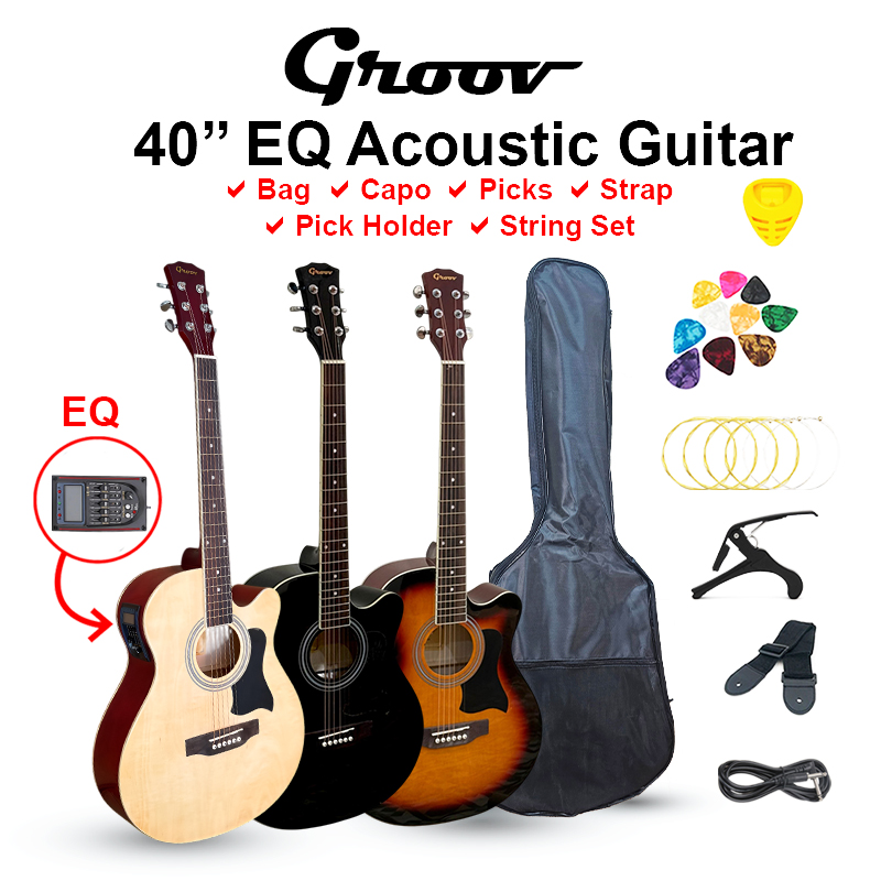 GROOV G-40CEQ 40 Inch EQ Pickup Acoustic Guitar Linden Top Side & Back ...