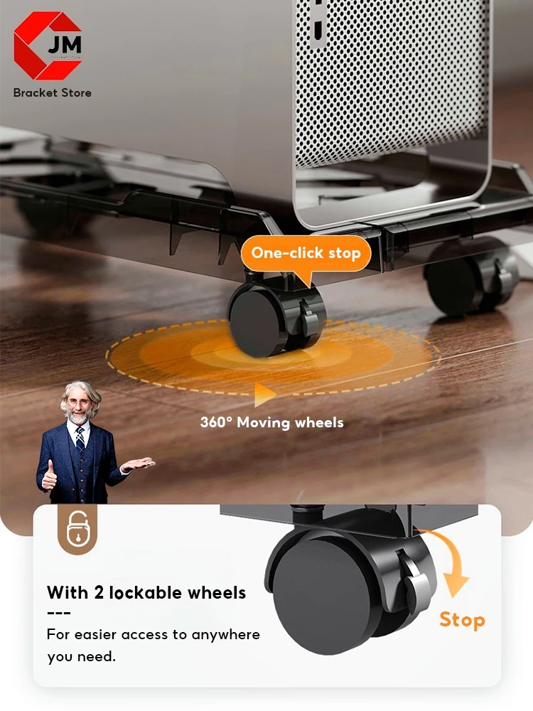 Adjustable CPU Stand with 4 Lockable Wheels - Fits Tower/Desktop CPU ...