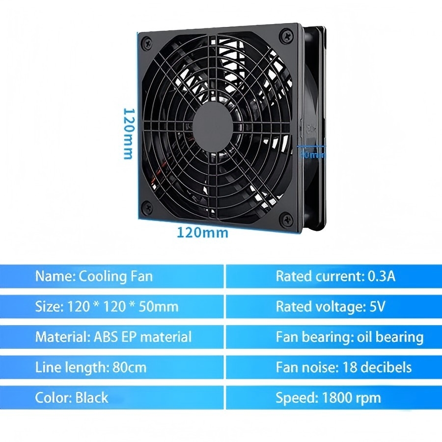 1800RPM Modem Cooling Fan for Routers Set-Top Boxes Silent Cooling Fan ...