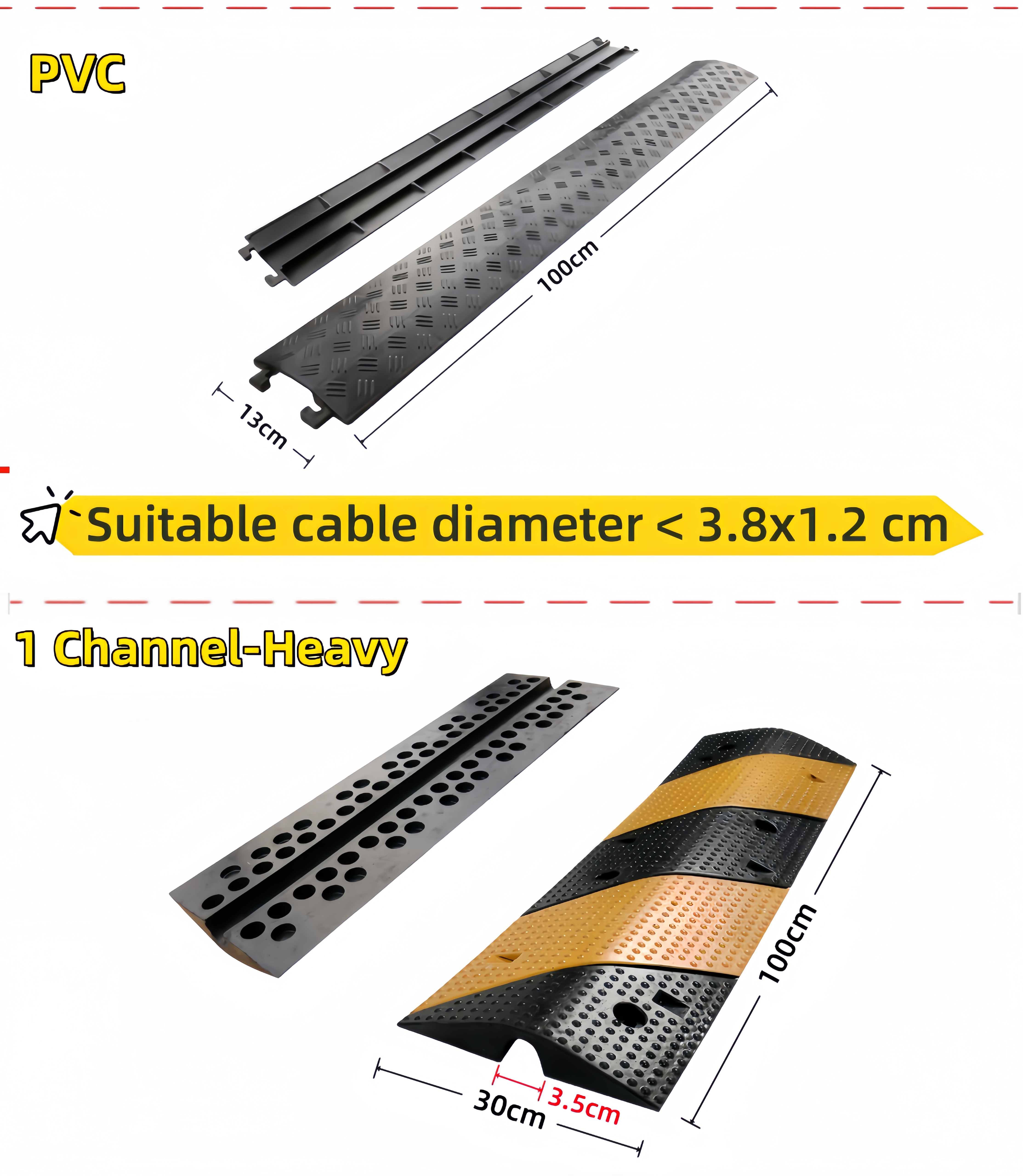 Heavy Duty Cable Protector Ramp Road Hump Rubber Speed Bump Cable ...