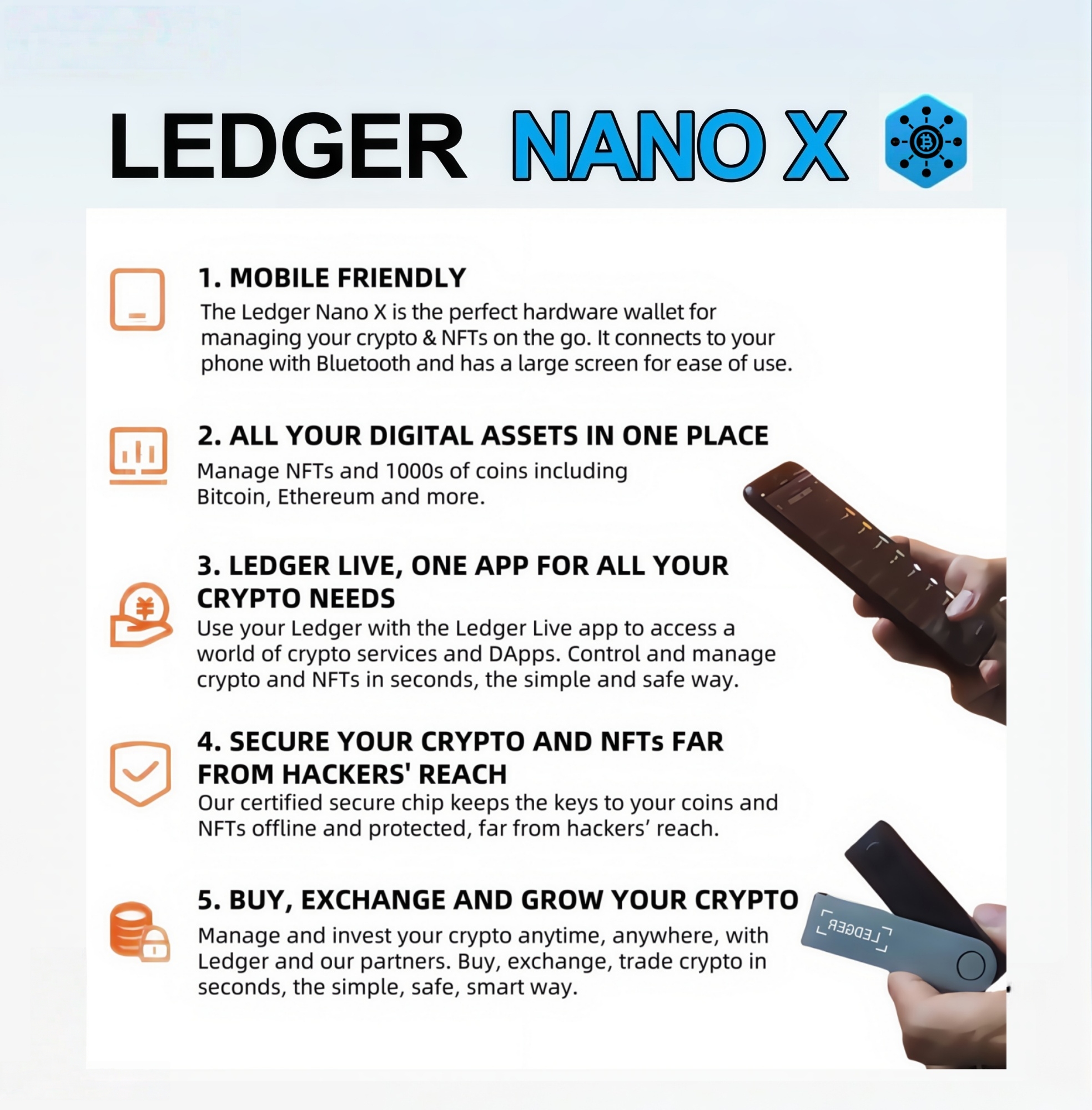 Official Certified 「 Ledger Nano X 」Black – Hardware Cold Wallet | 1 ...
