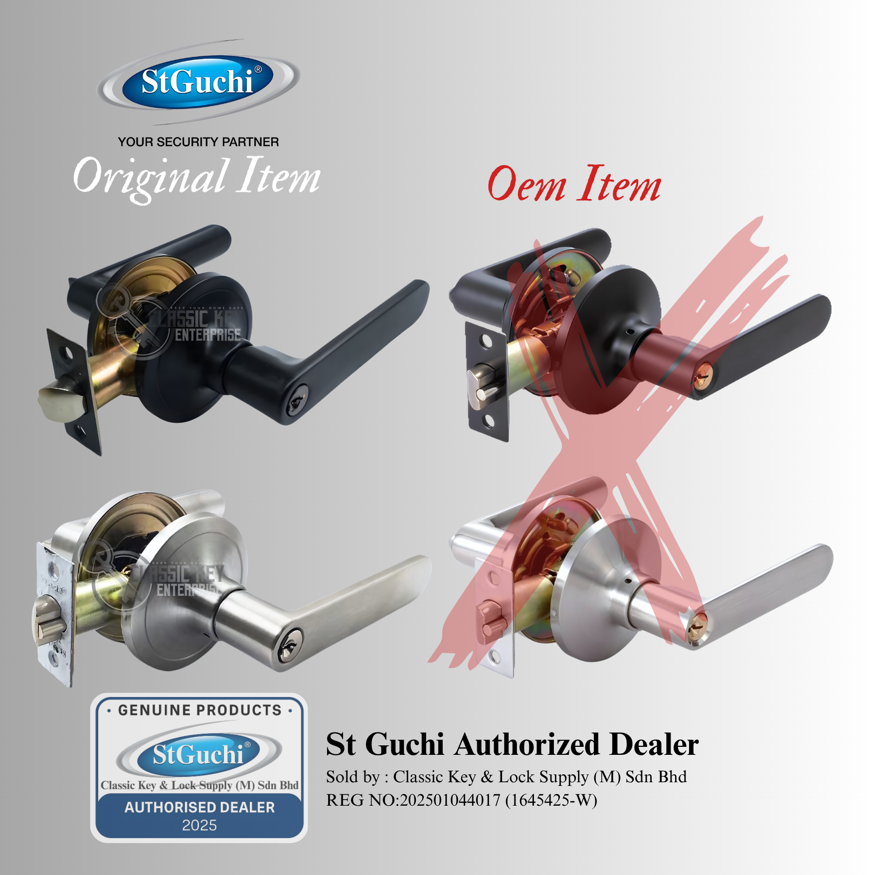 St Guchi door lock tubular lever handle SGTL-9000 Matt Black | Shopee ...