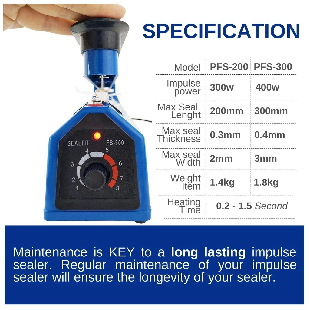 Impulse Sealer 8" / 12" / 16" PFS-200 PFS-300 PFS-400 | Plastic Bag ...