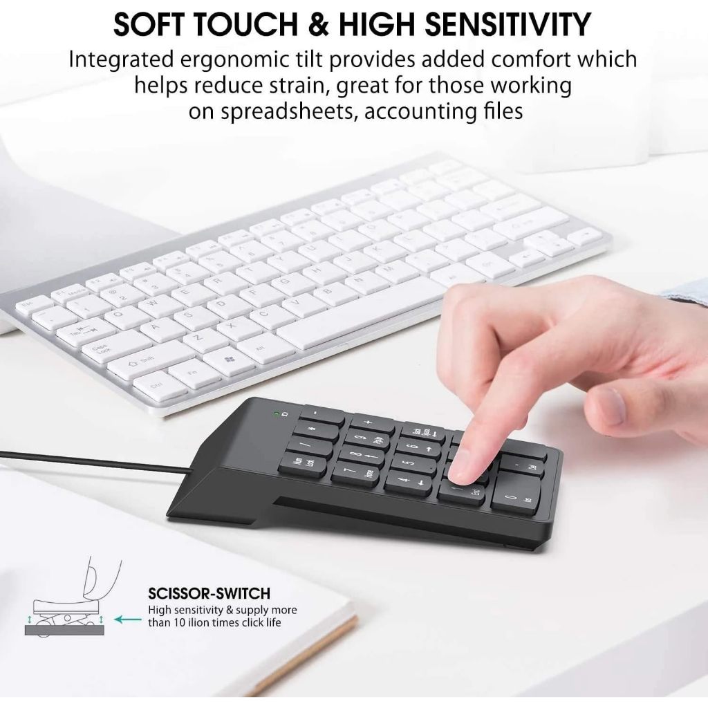 USB Wired Numeric Keypad | 18-Key Number Pad for Laptop & Desktop PC ...