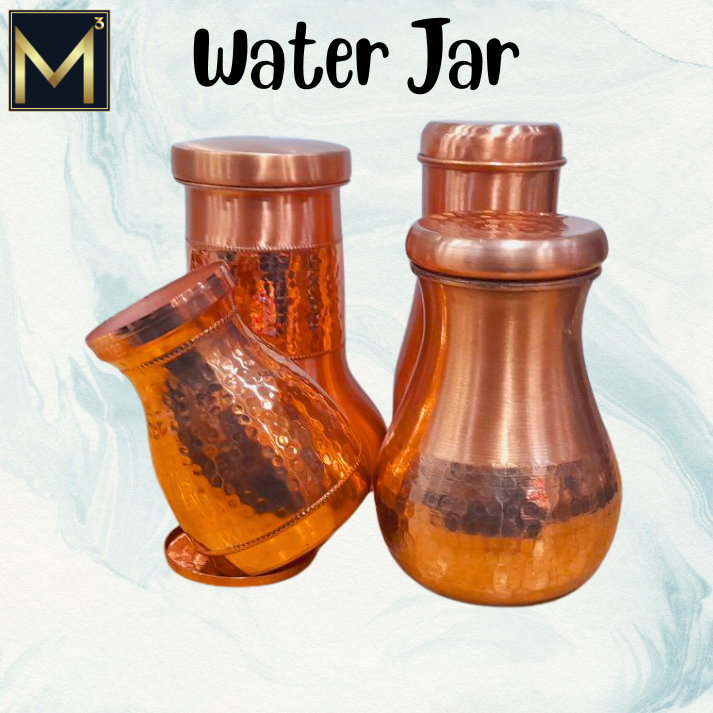 Handcrafted Premium Hammered Pure Copper Water Storage Jar with Fitted ...