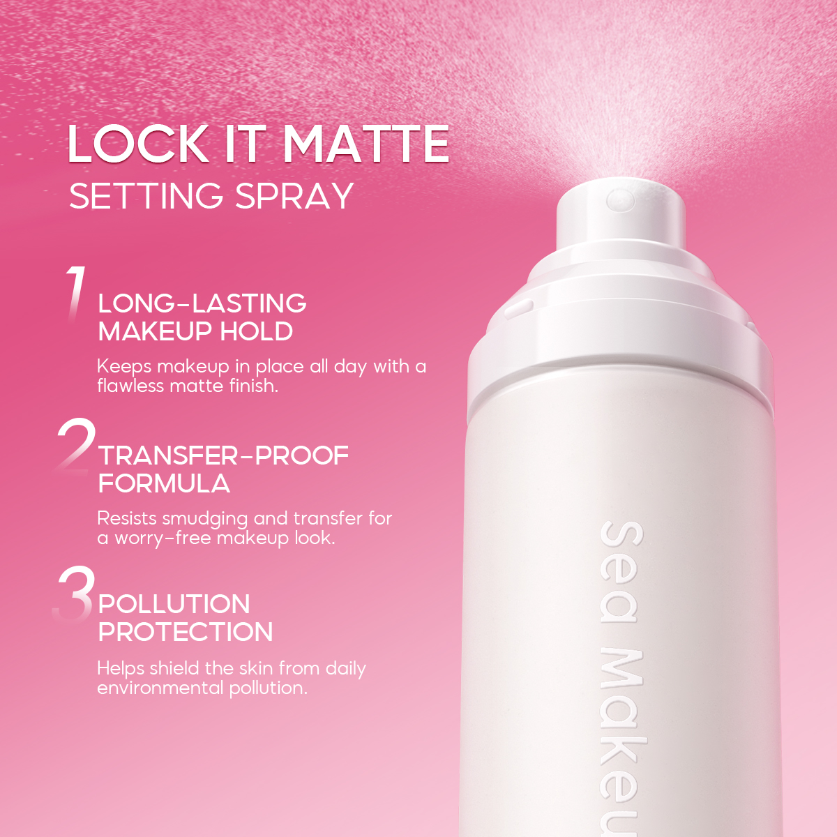 Sea Makeup Bundle 2 In 1 Continuous Setting Spray + Lock It Matte Acne ...