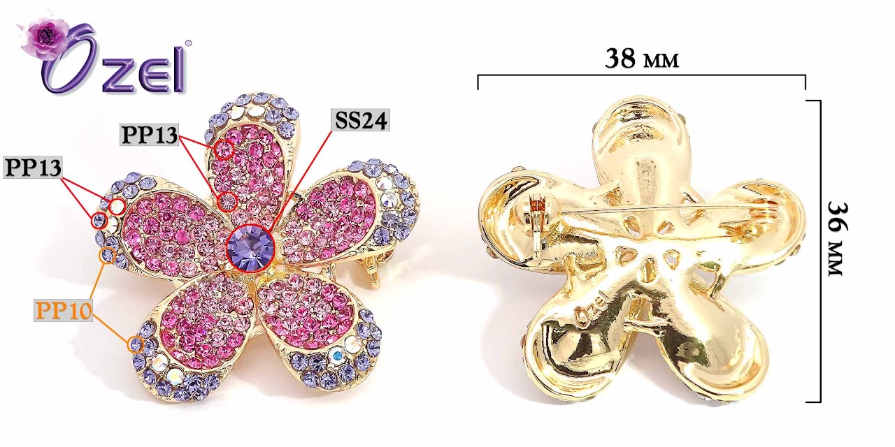 Ozel Flower Brooch B335 Kerongsang Bunga & Pin Tudung, Hijab, Songkok ...