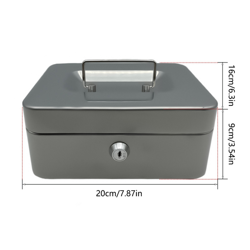 Cash Box With Lock Safety Box Storage Compartment Tray Money Box Money ...