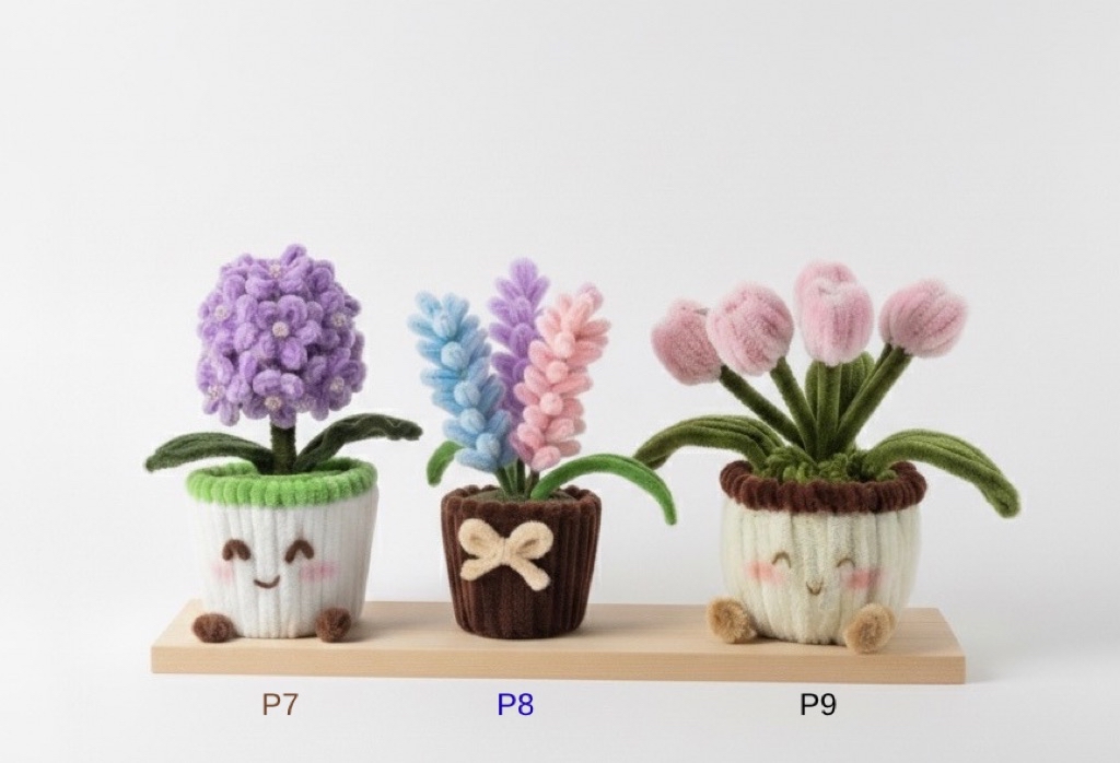 Mini Velvet Wire Flower Pot | Handmade Chenille Stem Floral Decor ...