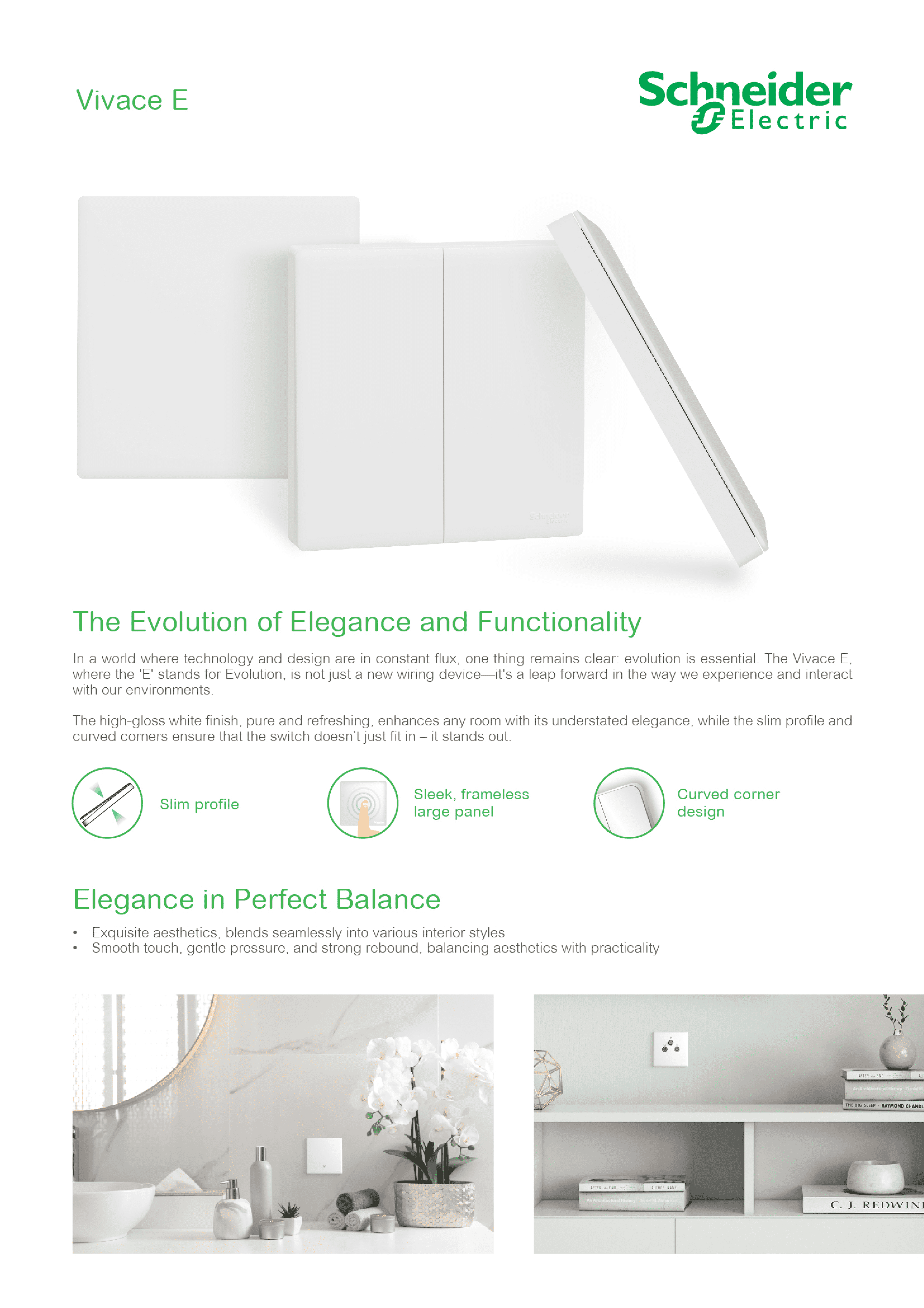 Schneider Switch Vivace E White Heater Aircond Doorbell Press Wall ...
