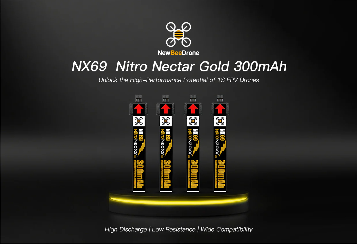 NewBeeDrone Nitro Nectar NX69 300mAh 1S 80C HV LiPo Battery for FPV ...
