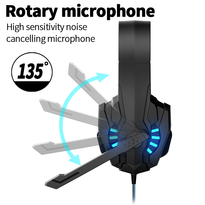 Professional e-sports gaming headset with rotating microphone and high ...
