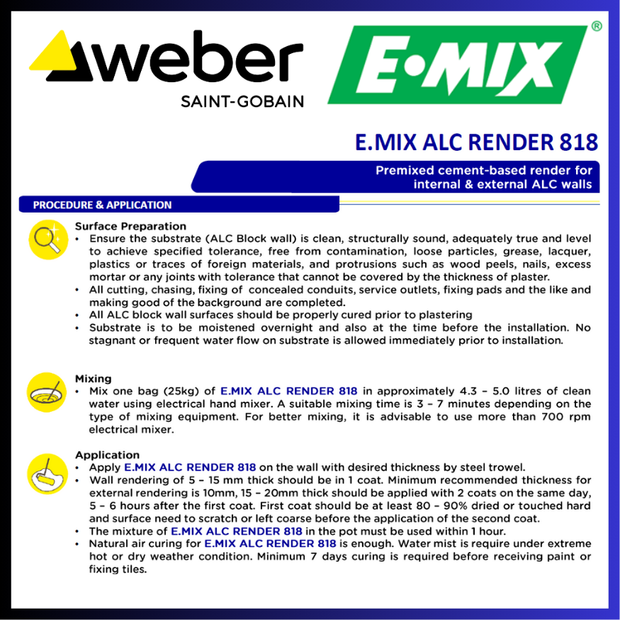 WEBER EMIX ALC RENDER 818/SIMEN RENDER/RENDER SIMEN/RENDER CEMENT FOR ...