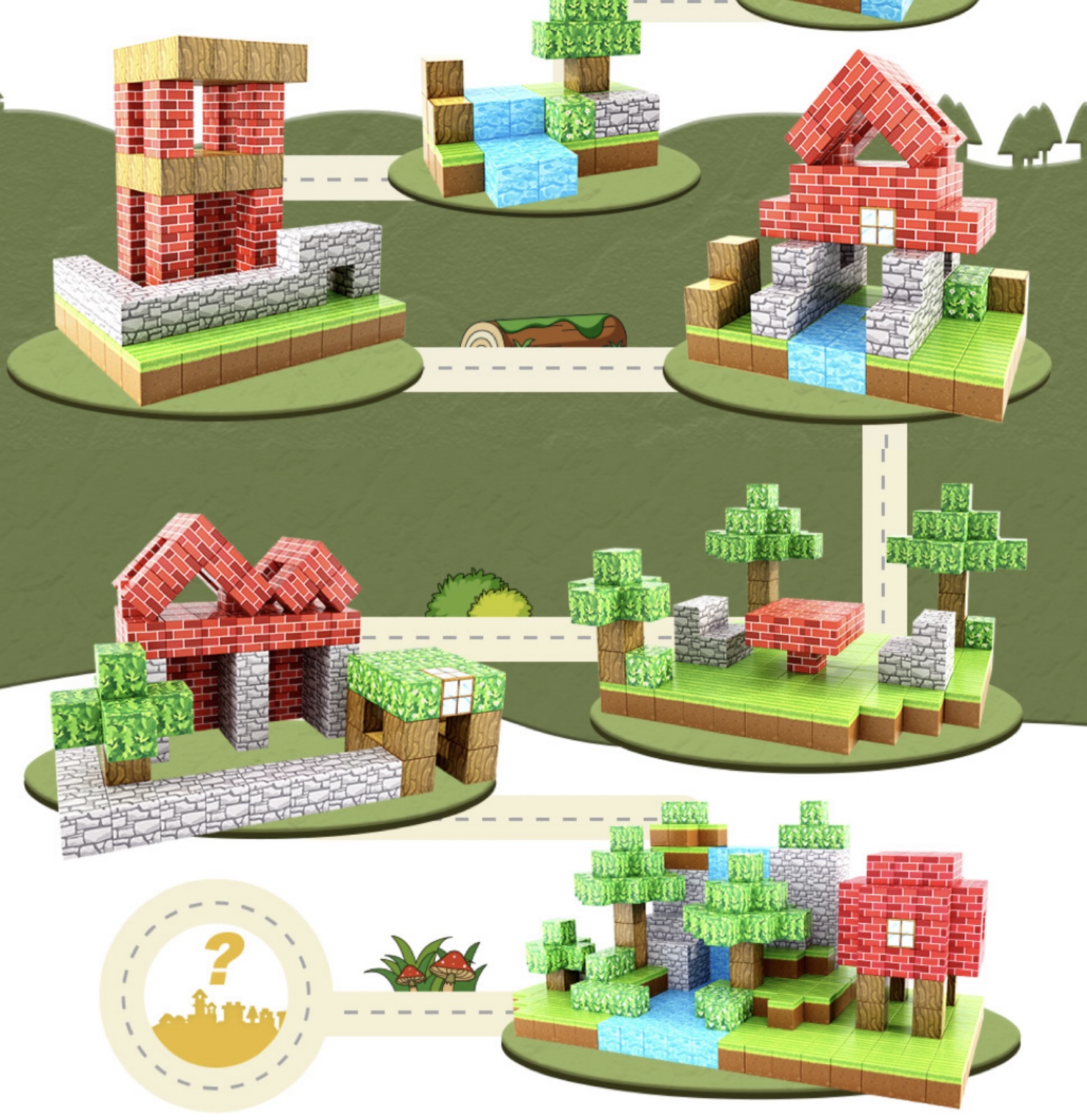 Magnetic Blocks Toy Building Blocks DIY Educational Set for Kids ...