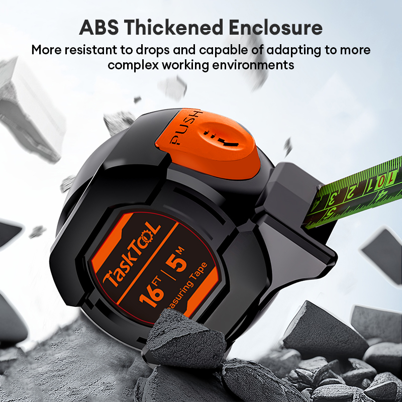 TASKTOOL Fluorescent Measuring Tape - Auto Lock Steel Tape Measure With ...