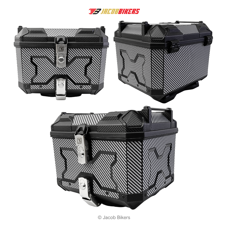 45L 55L X Design ABS Top Box & Cup Holder | Dual Lock | Black Grey Red ...