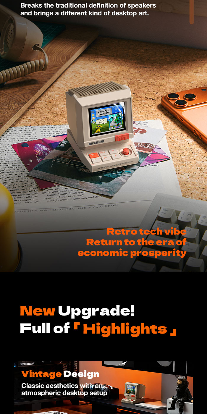 Divoom MiniToo Bluetooth Speaker | RGB Pixel Display | Retro Mini ...