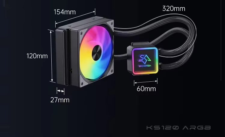 Snowman KS120 KS240 KS360 Infinite Mirror ARGB AIO CPU Water Liquid ...