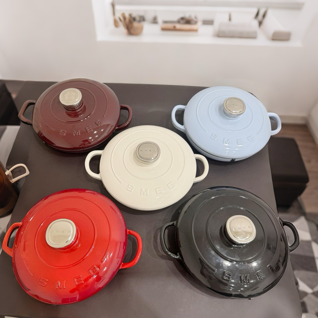 Smeg Collection Pot 26cm Casserole Cast Iron Pot Pan 26cm Set Pisau ...