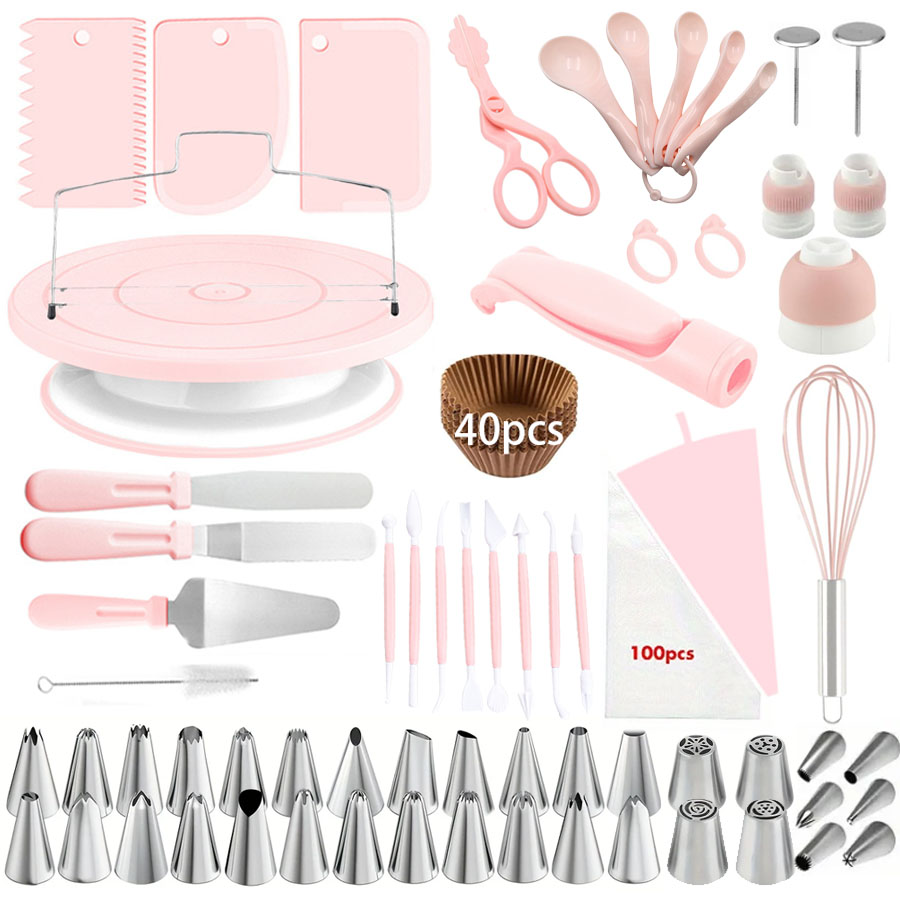 207 PCS Baking Kit for Beginners | With Turntable, Icing Bags,Tips ...