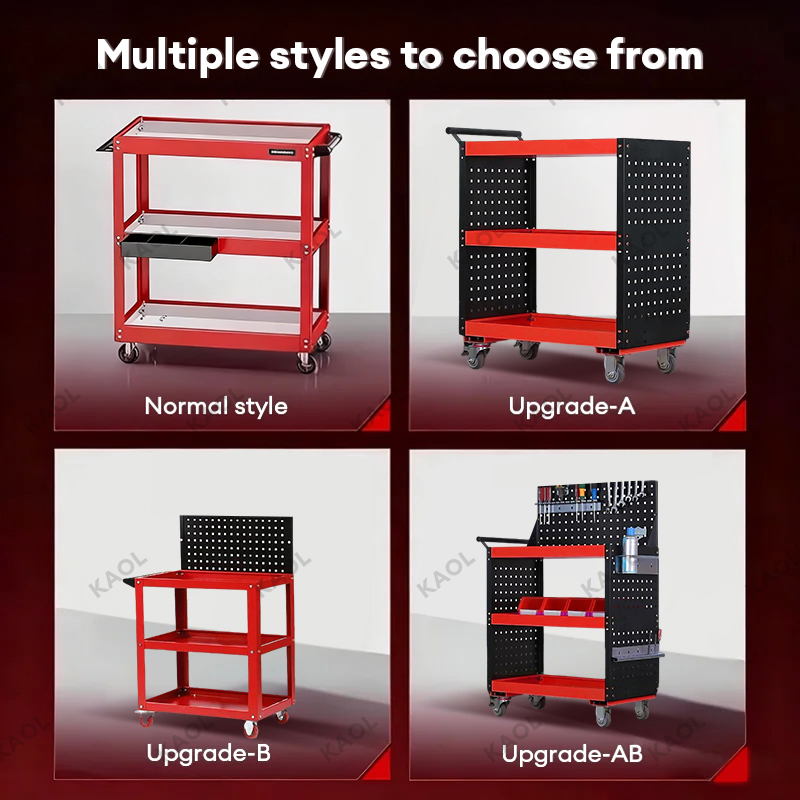 Heavy Duty Tool Trolley 3 Layers Service Cart Metal Steel Troli Barang ...