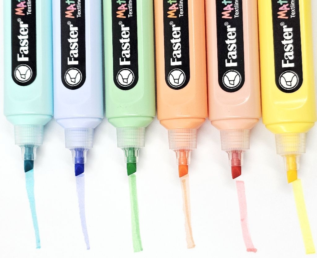 Faster Textliner 268 Pastel Highlight Pen Pack Chisel Tip Match Series ...
