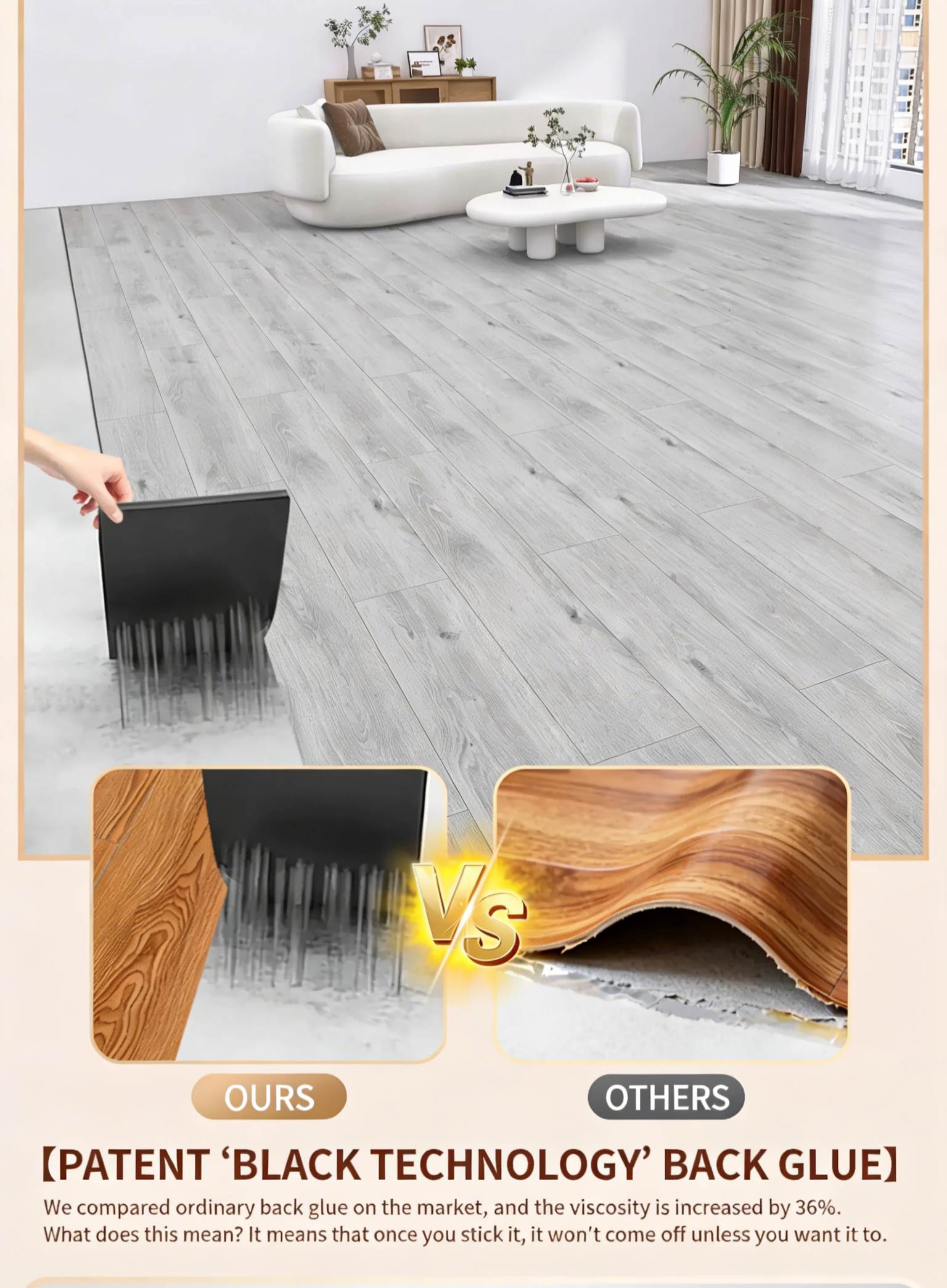 [2026 NEW ice feel] 2mm Thick Durable Vinyl Flooring | Enhanced Cool ...