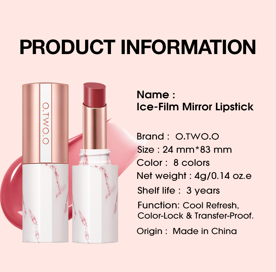 O.TWO.O Ice-Film Mirror Lipstick Moisturizing Non-greasy High Gloss ...