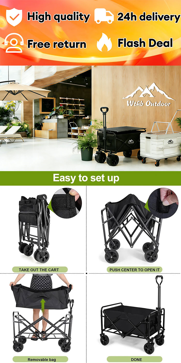 WTHB 350L Outdoor Wagon Trolley Troli Barang Foldable Cart camping ...
