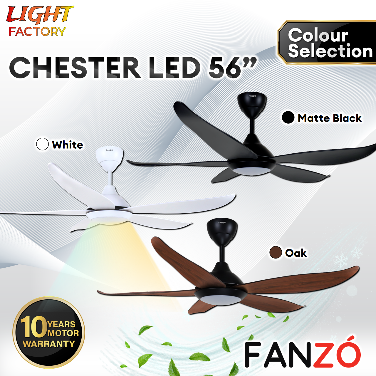🔥NEW🔥FANZO CHESTER LED 56" 5 Blade Ceiling Fan 3 Colour LED DC Motor 24 ...