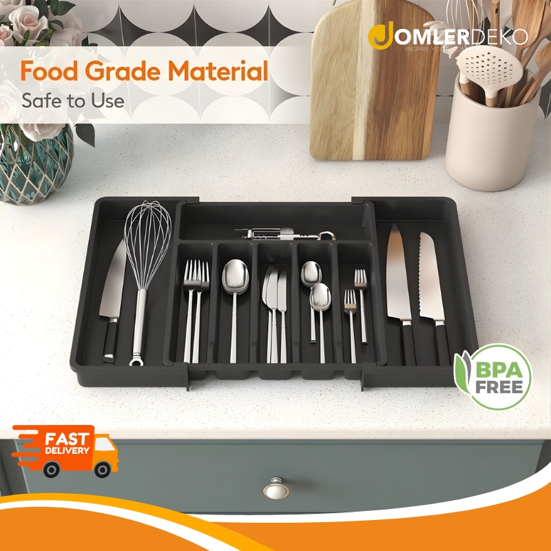 Cutlery Rack Retractable Plastic Drawer Storage | Rak Sudu Garfu Boleh ...