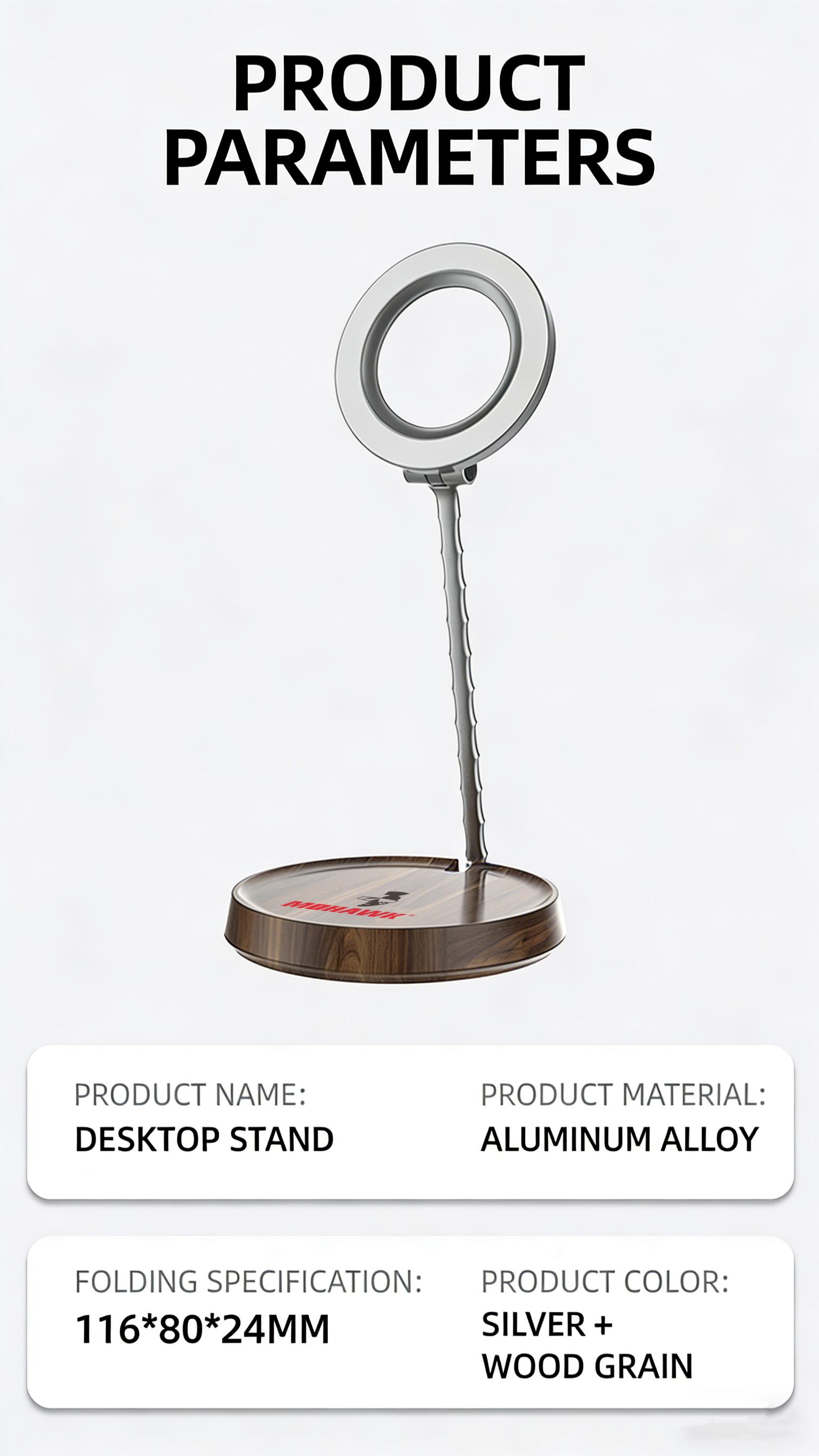 Mohawk Penyangkut Telefon Magnetik Desktop MagSafe dengan Tekstur Logam ...