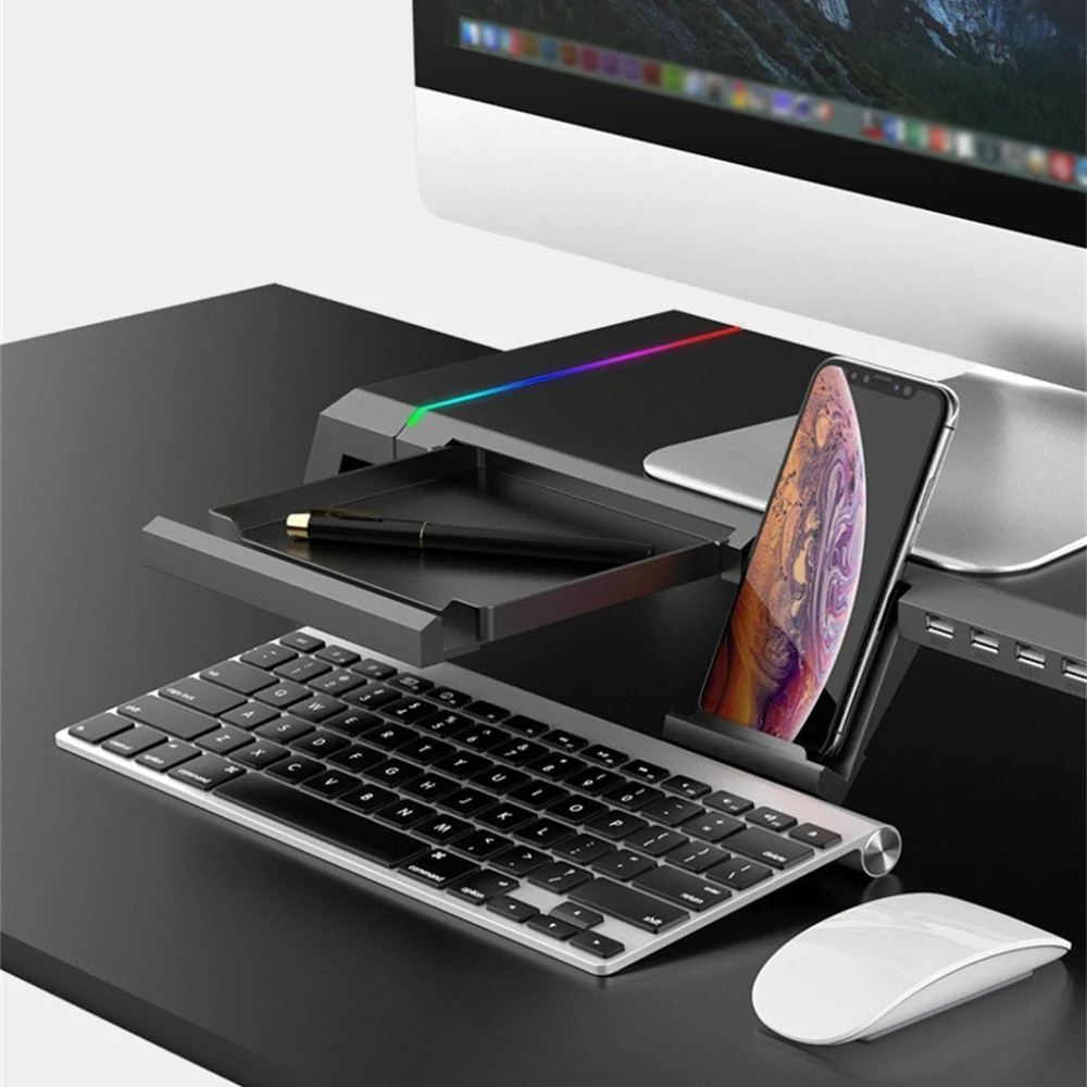 Armadiz T1 Monitor Stand with 4 USB Ports LED Light Control Built-In ...