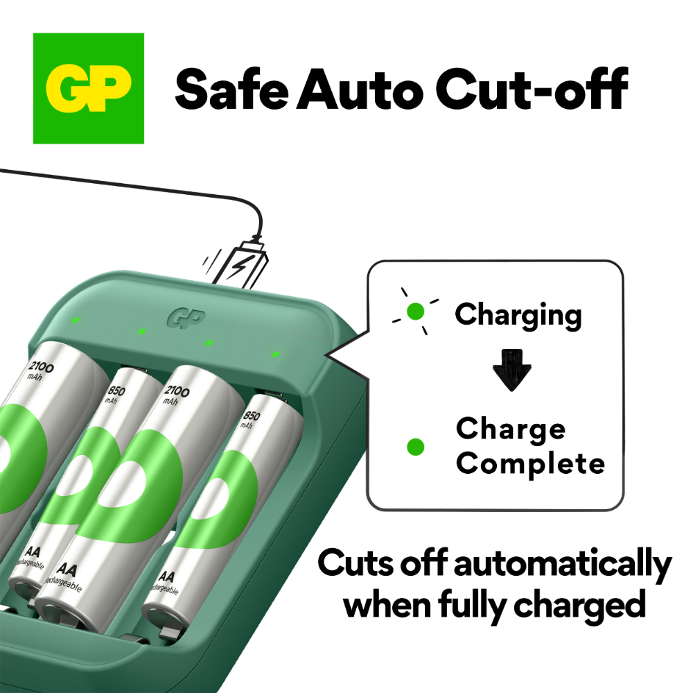 GP ReCyko B423 USB-Charger 4 slot with USB Cable + AA 2100mAh 4s ...