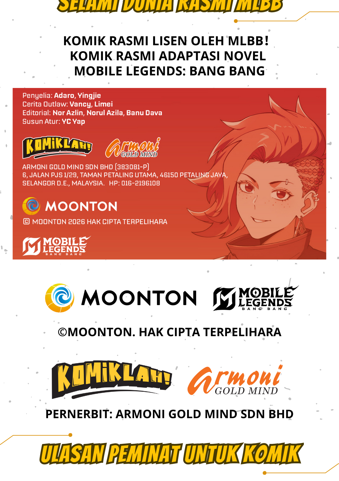 Buku Rasmi Komik MLBB Outlaw Part 6 Comic Book Mobile Legends Bang Bang ...