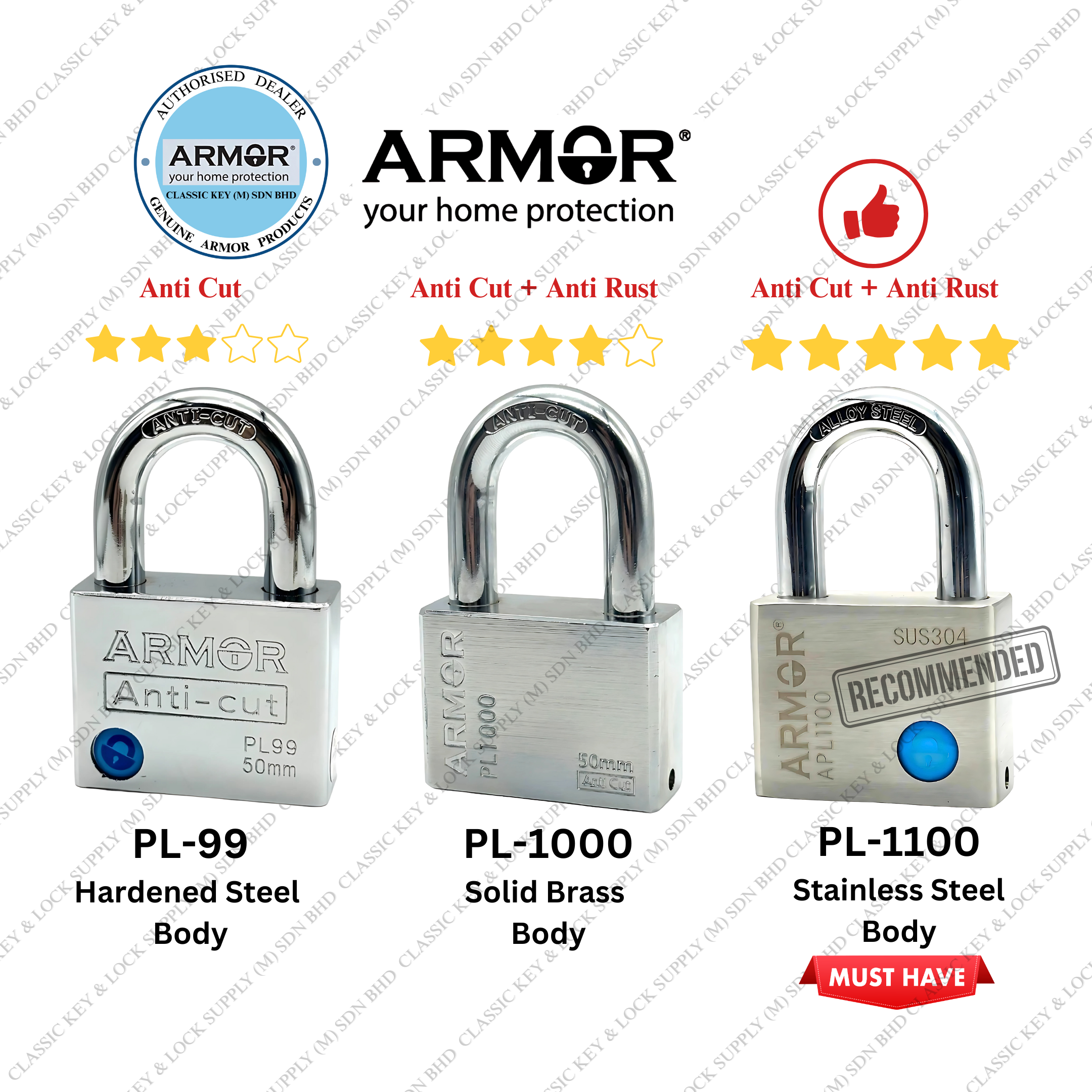 Armor pad lock kunci grill besi pintu APL-1100 SUS304 Stainless Steel ...